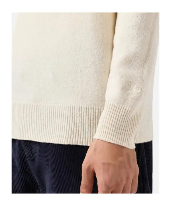 MC2 SAINT BARTH Ribbed Crewneck Jumper With Embroidered Logo - White