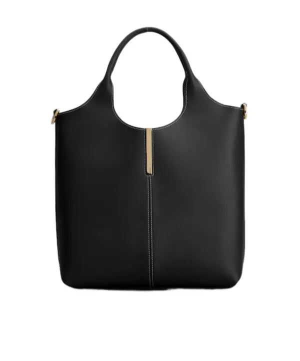 TOD'S Logo Engraved Small Shopper Bag - Black