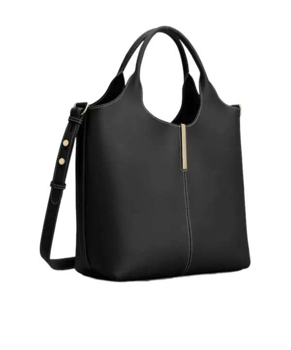 TOD'S Logo Engraved Small Shopper Bag - Black