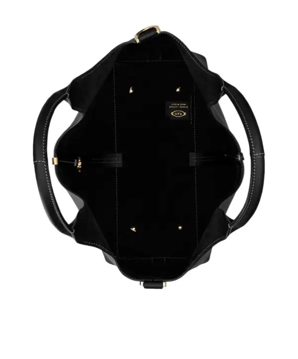 TOD'S Logo Engraved Small Shopper Bag - Black