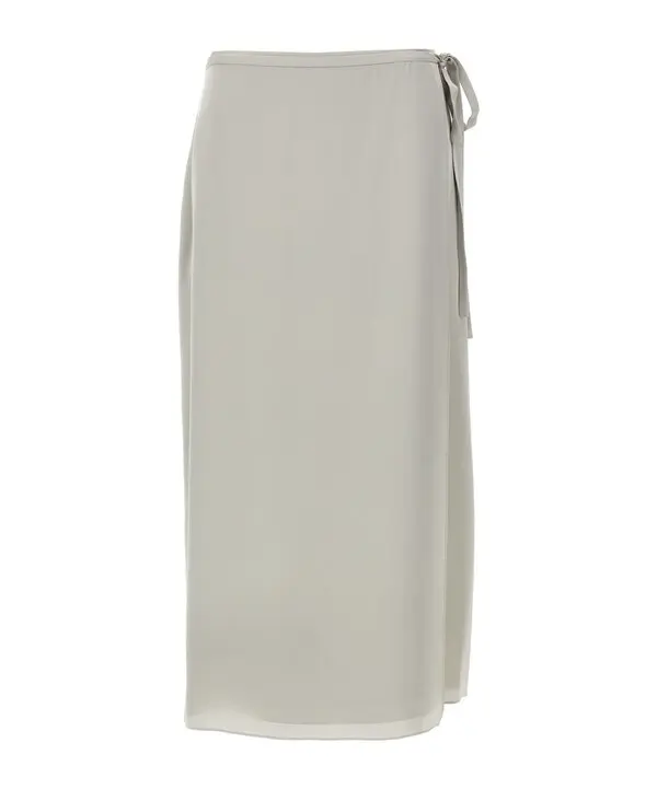 Theory Flared Hem Wrapped Midi Skirt - Gray
