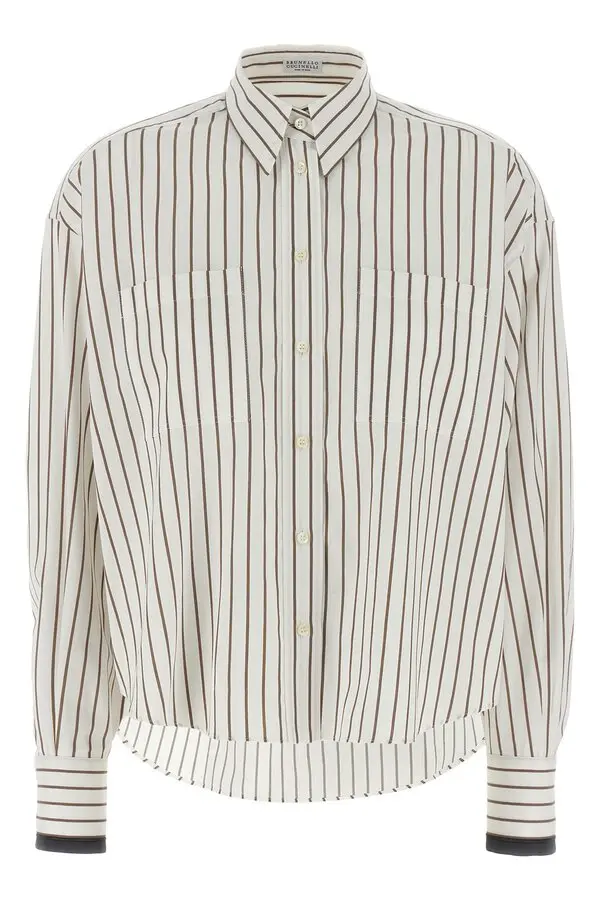 Brunello Cucinelli Striped Long-sleeve Shirt - Tobacco