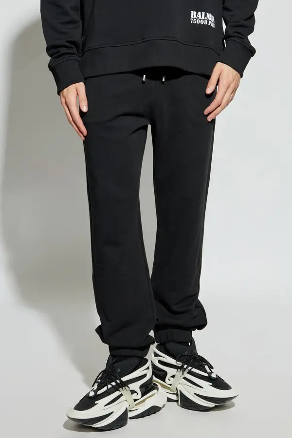Balmain Logo Printed Drawstring Sweatpants - Black