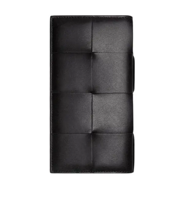 Bottega Veneta Intrecciato Foldover Wallet - Black