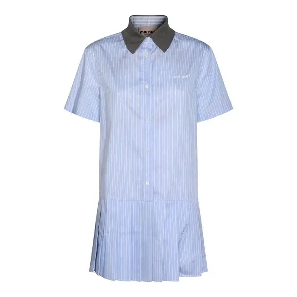Miu Miu Striped Pleated Mini Dress
