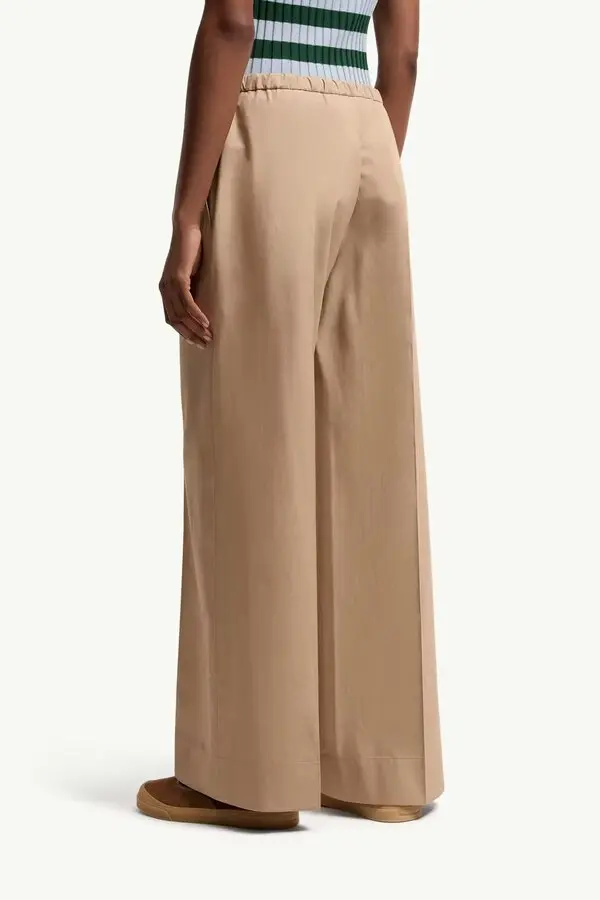 Moncler Wide-leg Cotton Poplin Pants - Beige