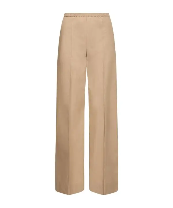Moncler Logo Patch Straight-leg Cotton Poplin Trousers - Beige