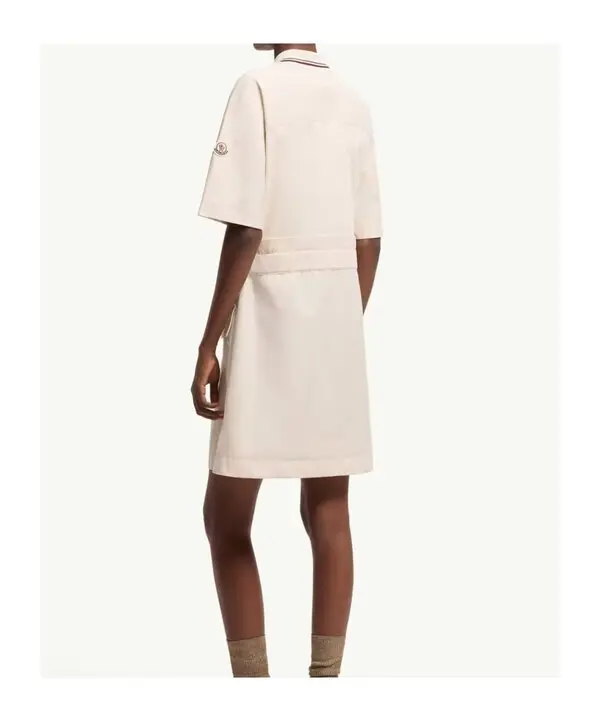 Moncler Drawstring Crewneck T-shirt Dress - White Ivory