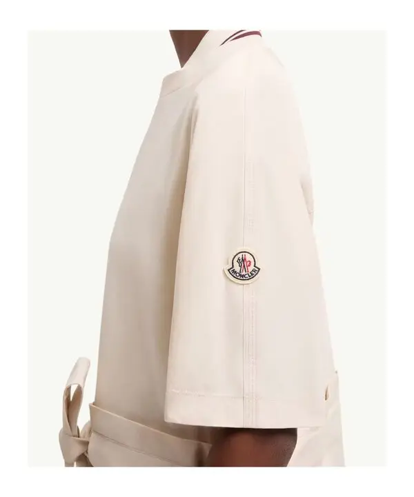 Moncler Drawstring Crewneck T-shirt Dress - White Ivory