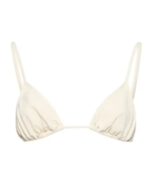 ST. AGNI Triangle Bikini Top With Spaghetti Straps And Tie Back - White