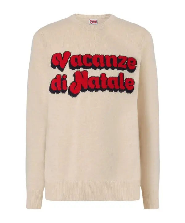 MC2 SAINT BARTH Vacanze Di Natale Logo Jacquard Jumper - Beige
