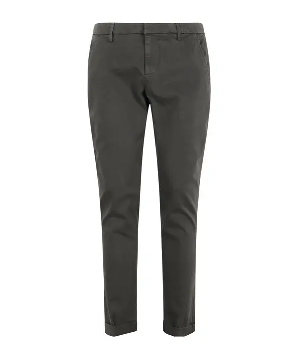DONDUP Belt-lined Casual Trousers With Patch Pockets - Black