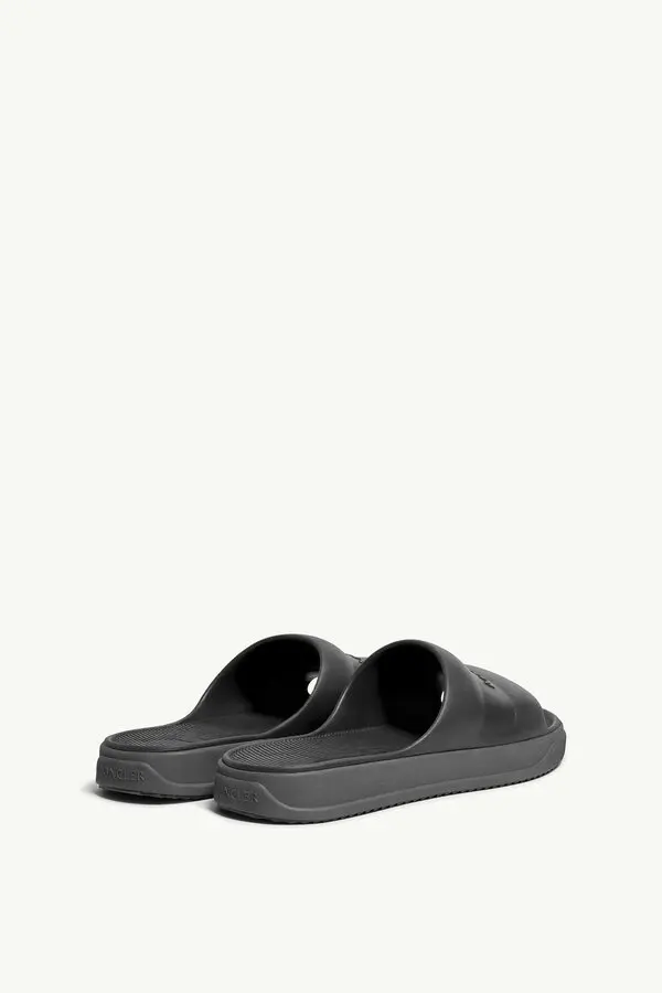 Moncler Padded Logo Slides - Black