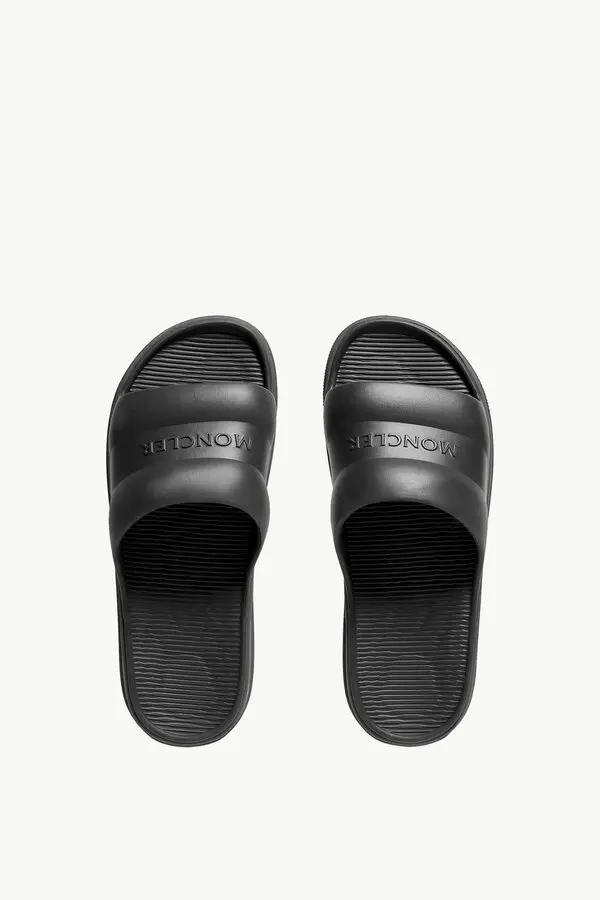 Moncler Padded Logo Slides - Black