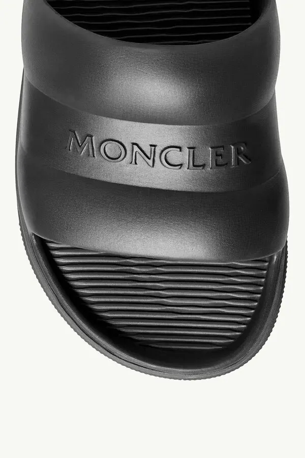 Moncler Padded Logo Slides - Black
