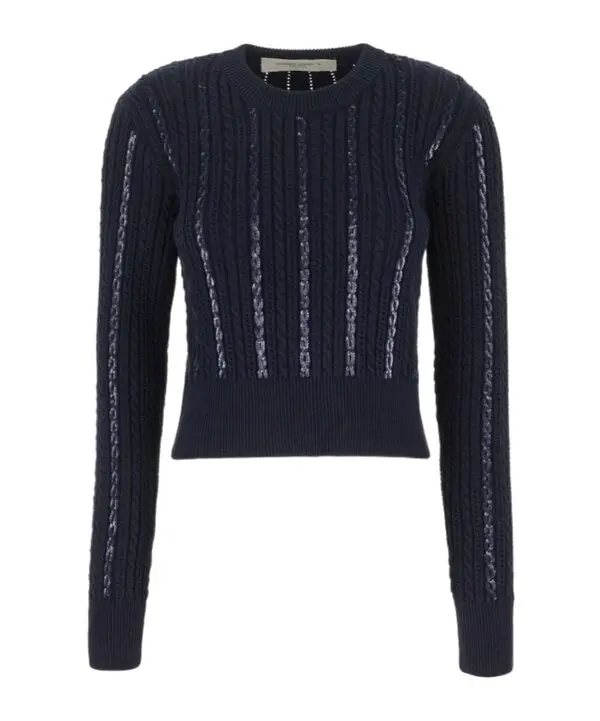 GOLDEN GOOSE Sequin Embellished Cable-knit Jumper - Black