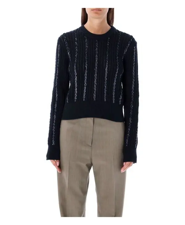GOLDEN GOOSE Sequin Embellished Cable-knit Jumper - Black