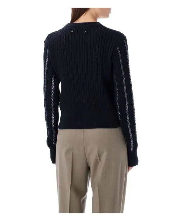 GOLDEN GOOSE Sequin Embellished Cable-knit Jumper - Black