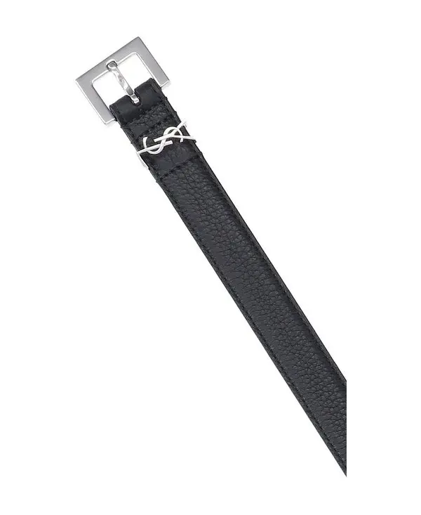 Saint Laurent Logo Buckle Belt - Black