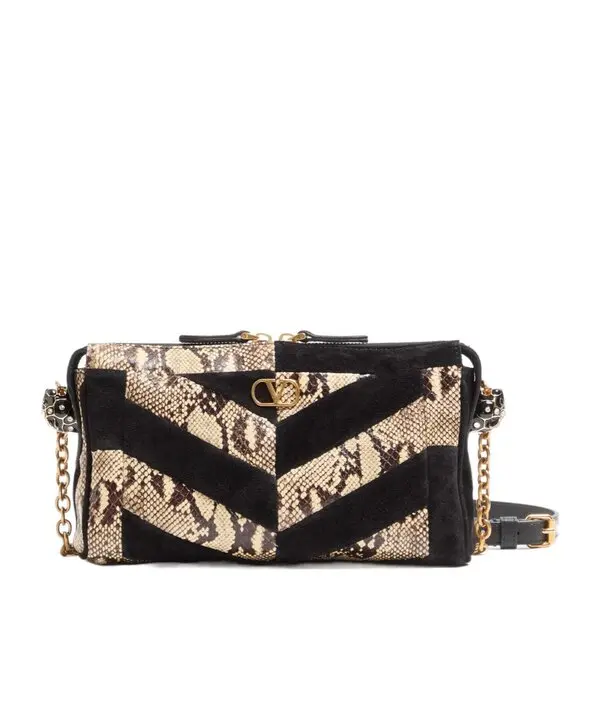 Valentino Garavani Panthea Chevron Patterned Small Shoulder Bag