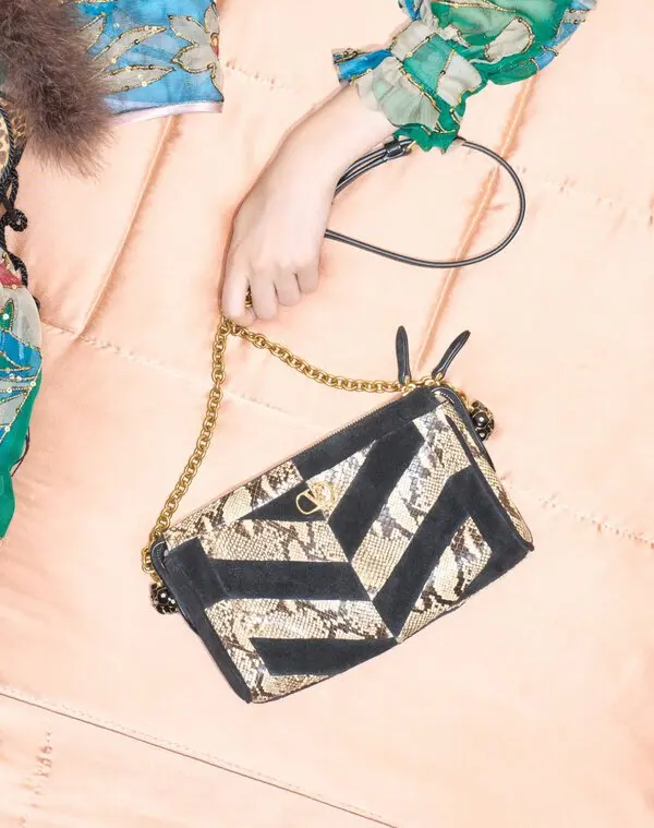 Valentino Garavani Panthea Chevron Patterned Small Shoulder Bag