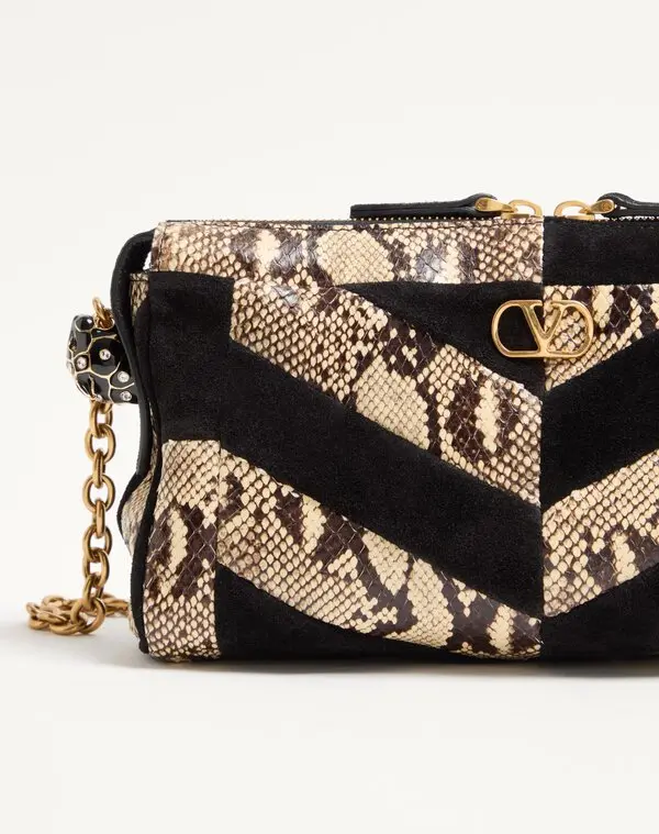 Valentino Garavani Panthea Chevron Patterned Small Shoulder Bag
