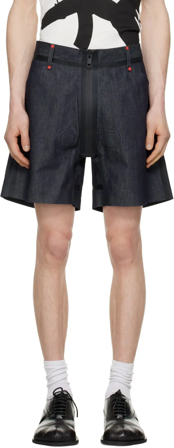 WALTER VAN BEIRENDONCK Embossed Logo Denim Shorts