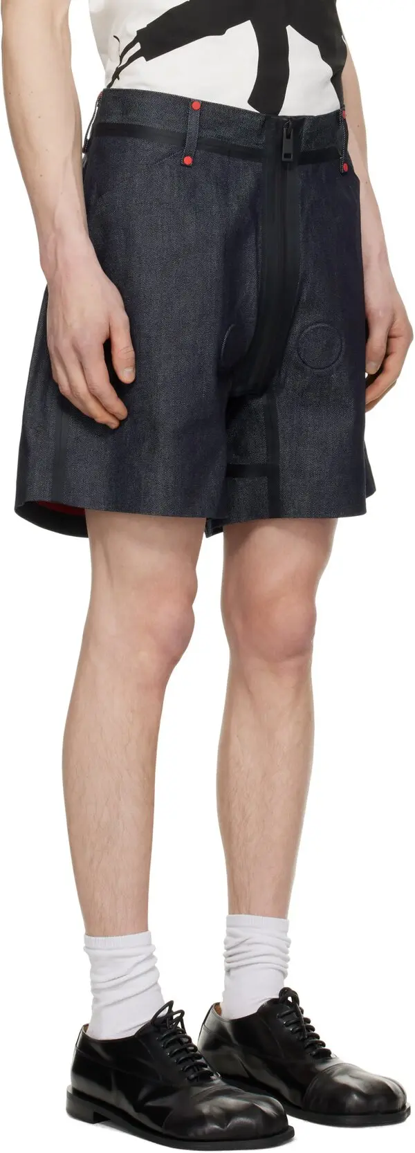 WALTER VAN BEIRENDONCK Embossed Logo Denim Shorts