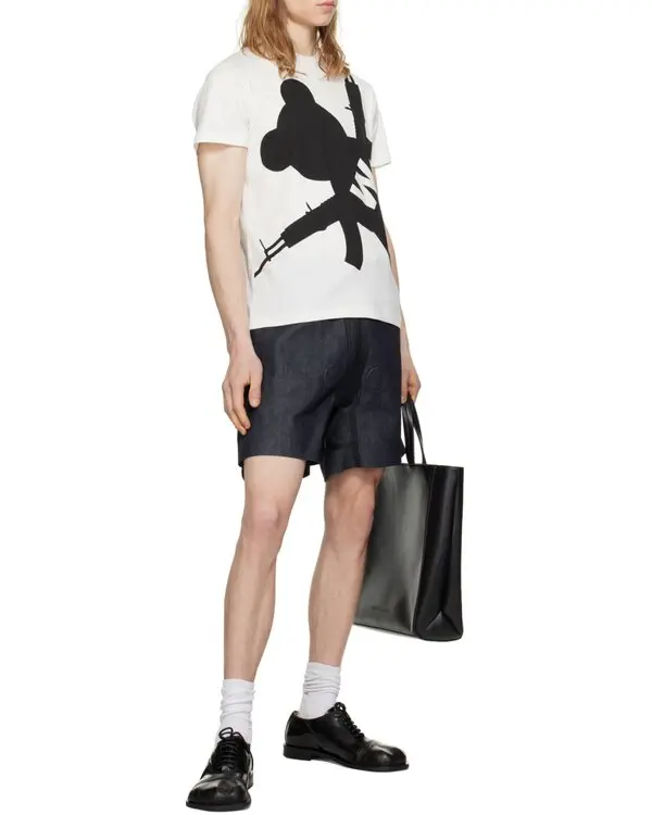 WALTER VAN BEIRENDONCK Embossed Logo Denim Shorts