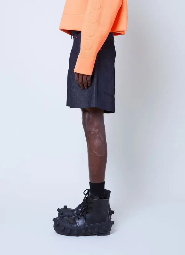 WALTER VAN BEIRENDONCK Embossed Logo Denim Shorts