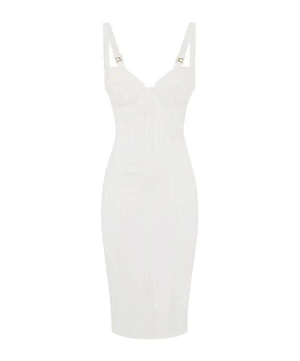 Elisabetta Franchi Strapped Corset Midi Dress - Ivory