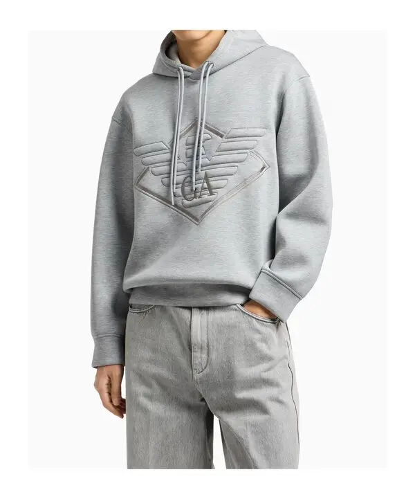 Emporio Armani Logo Embroidered Oversized Hoodie