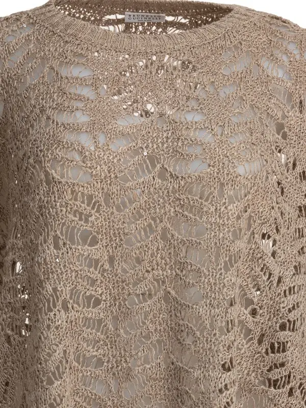 Brunello Cucinelli Openwork Knitted Crewneck Jumper