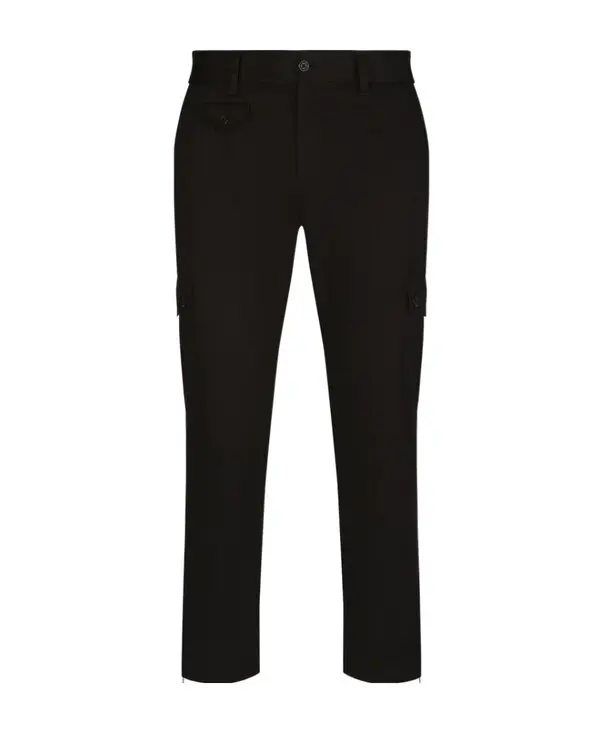 Dolce & Gabbana Cropped Cargo Trousers With Logo Plaque