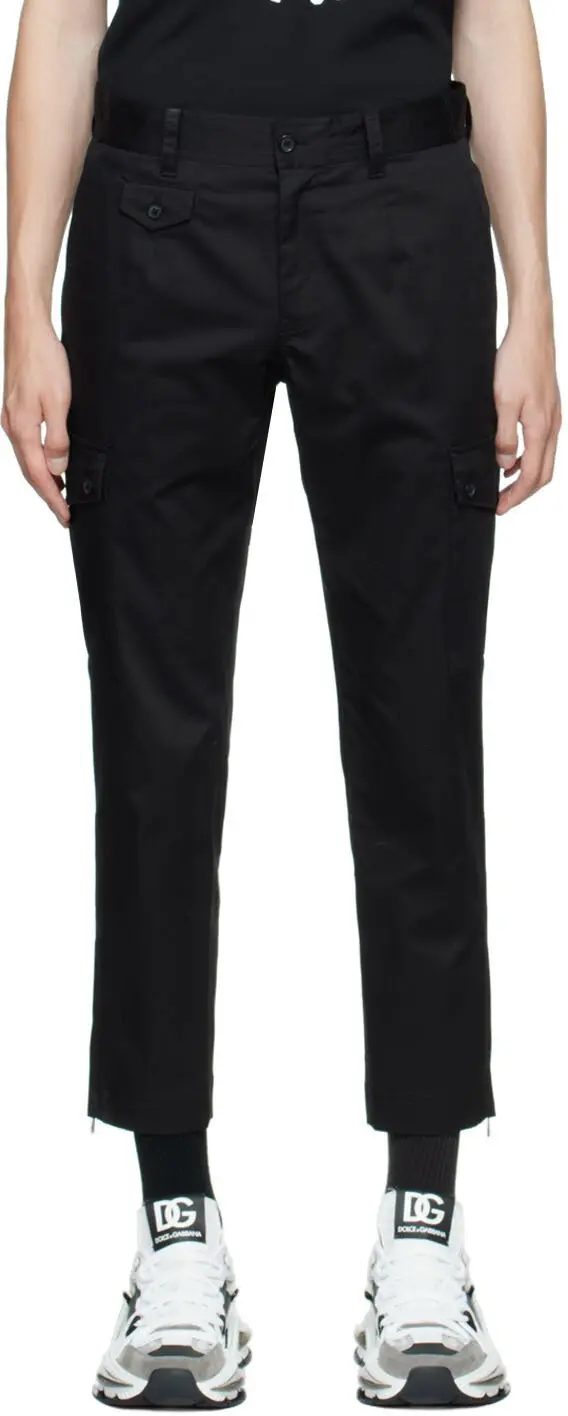 Dolce & Gabbana Cropped Cargo Trousers With Logo Plaque