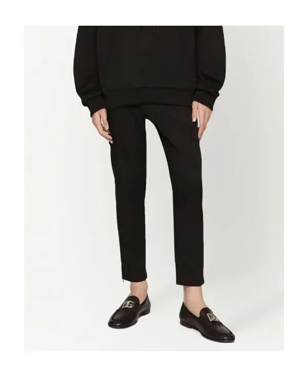 Dolce & Gabbana Cropped Cargo Trousers With Logo Plaque