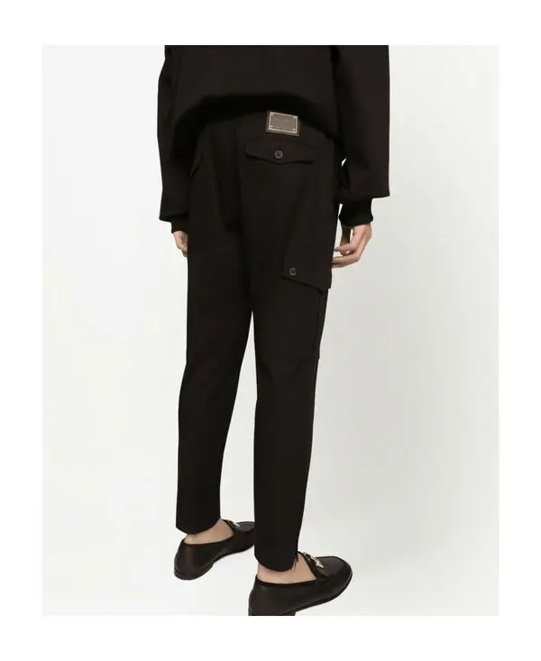 Dolce & Gabbana Cropped Cargo Trousers With Logo Plaque