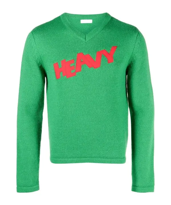 ERL V-neck Long Sleeve Sweater With Patched Letters