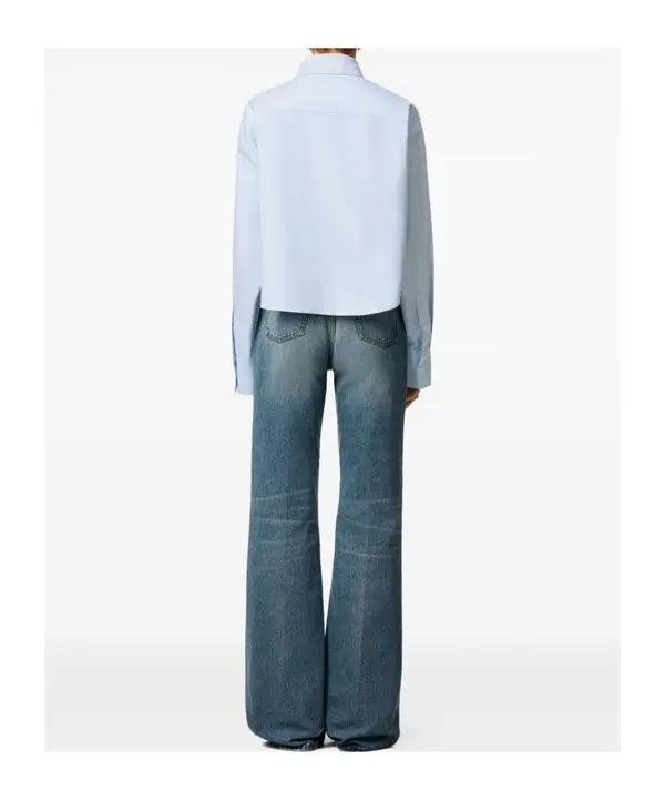 AMI Paris Cropped Button-down Shirt With De Coeur Embossing