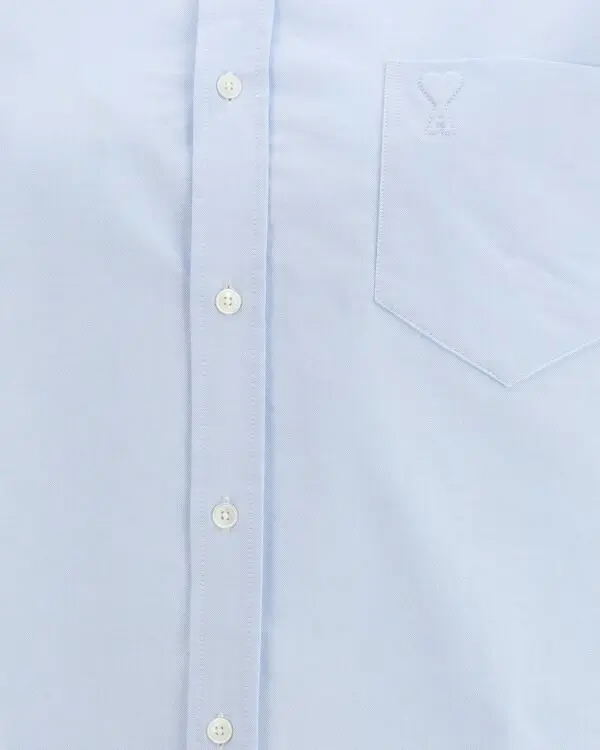 AMI Paris Cropped Button-down Shirt With De Coeur Embossing