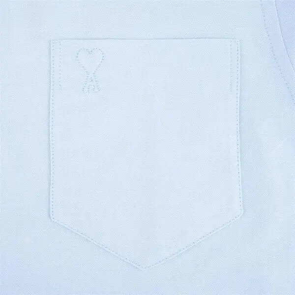 AMI Paris Cropped Button-down Shirt With De Coeur Embossing