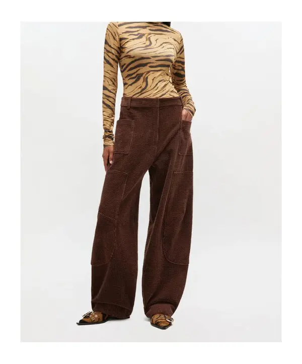 GANNI Logo Patch Corduroy Pants