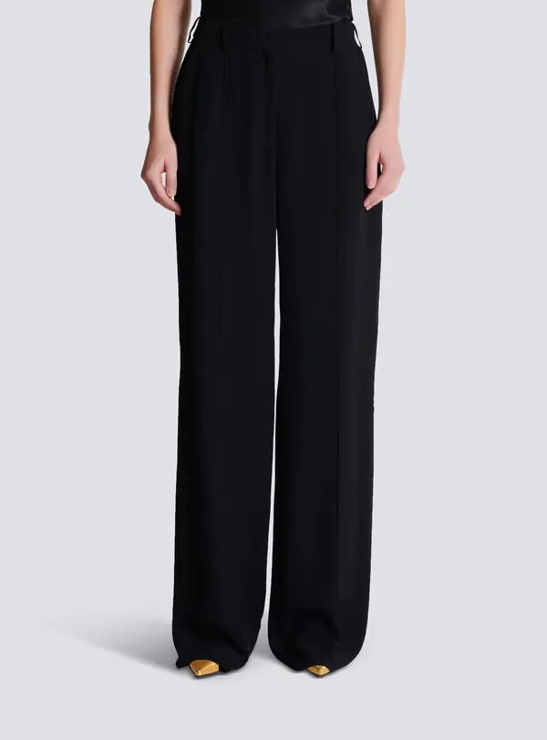 Balmain Crepe Tailored Straight-leg Trousers - Black