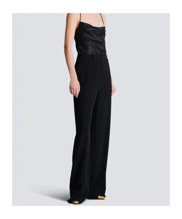 Balmain Crepe Tailored Straight-leg Trousers - Black