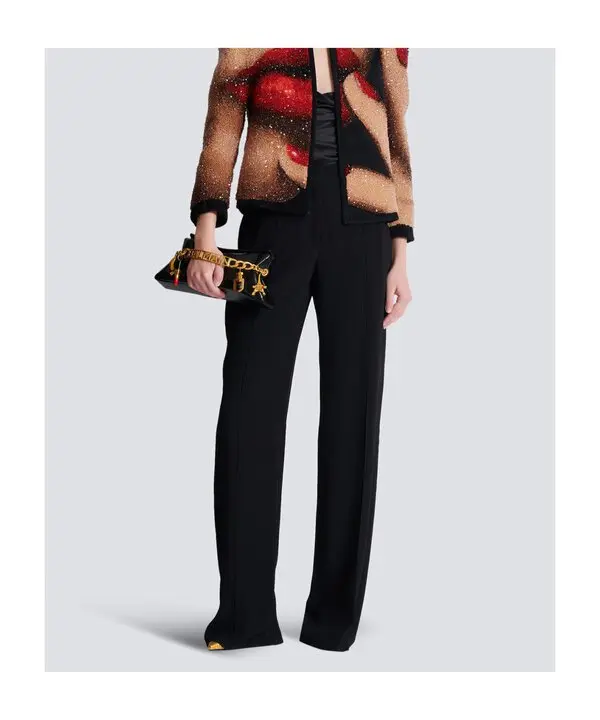 Balmain Crepe Tailored Straight-leg Trousers - Black