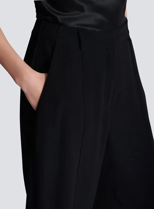 Balmain Crepe Tailored Straight-leg Trousers - Black