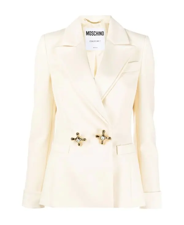 Moschino Faucet Handle Double-breasted Blazer - White