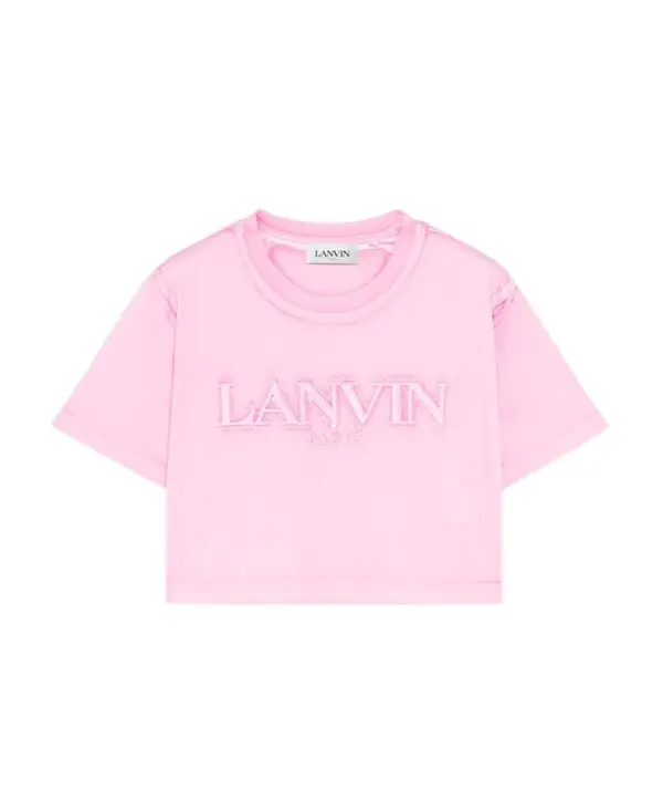 LANVIN Embroidered Round Neck Cropped T-shirt