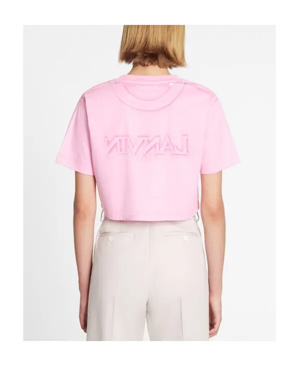 LANVIN Embroidered Round Neck Cropped T-shirt