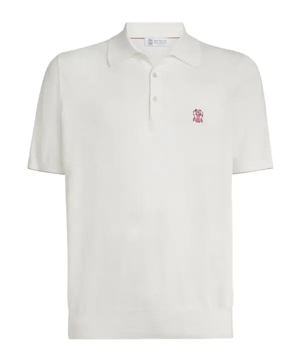 Brunello Cucinelli Logo Detailed Short-sleeved Polo Shirt - Beige